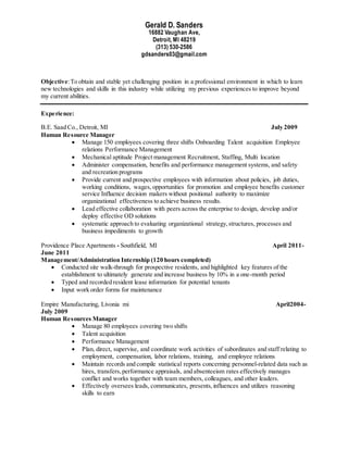 Gerald d sanders resume | DOCX