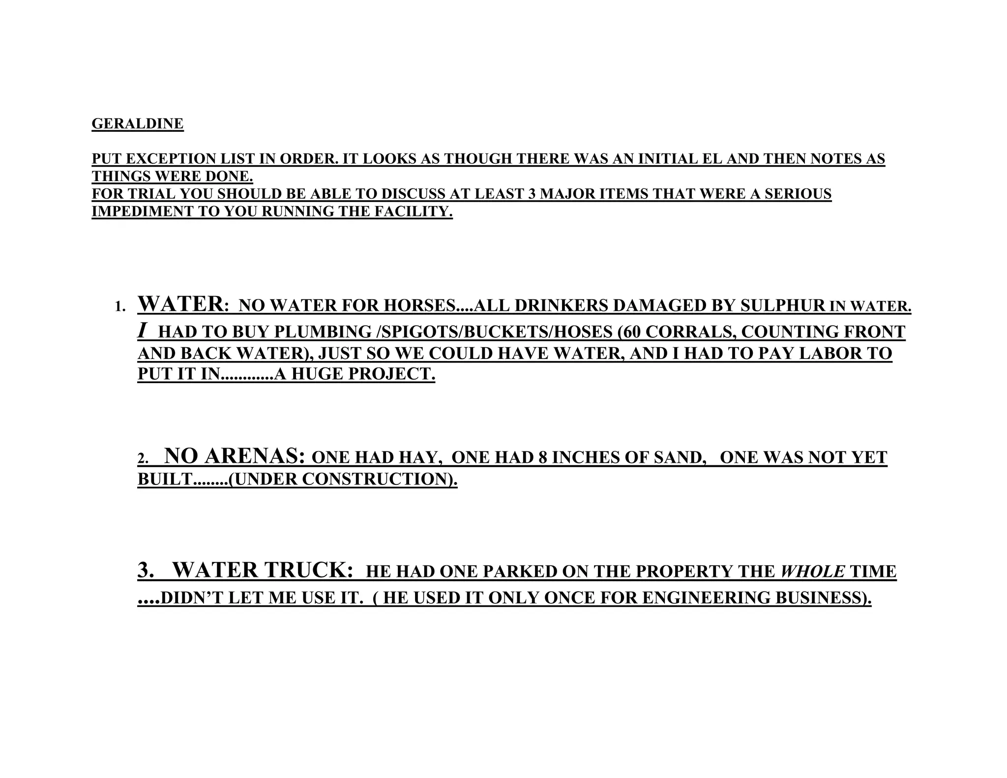 Geraldine 3 major items on exception list | PPT