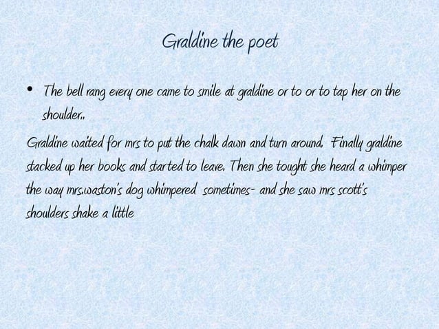 Geraldine moore the poat | PPTX | Homework and Study | Education