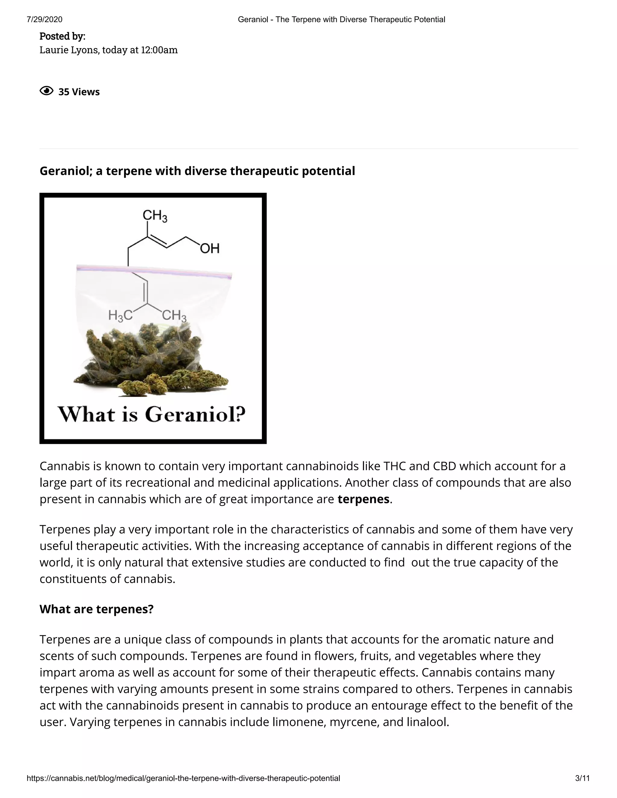 What is Geraniol? The Terpene That Can Heal? | PDF
