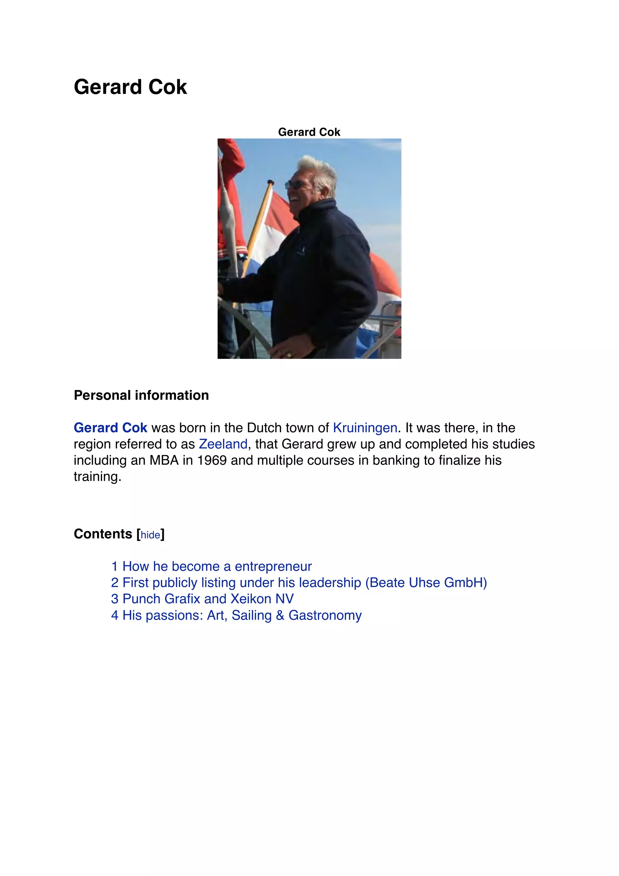 Gerard Cok Biography | PDF