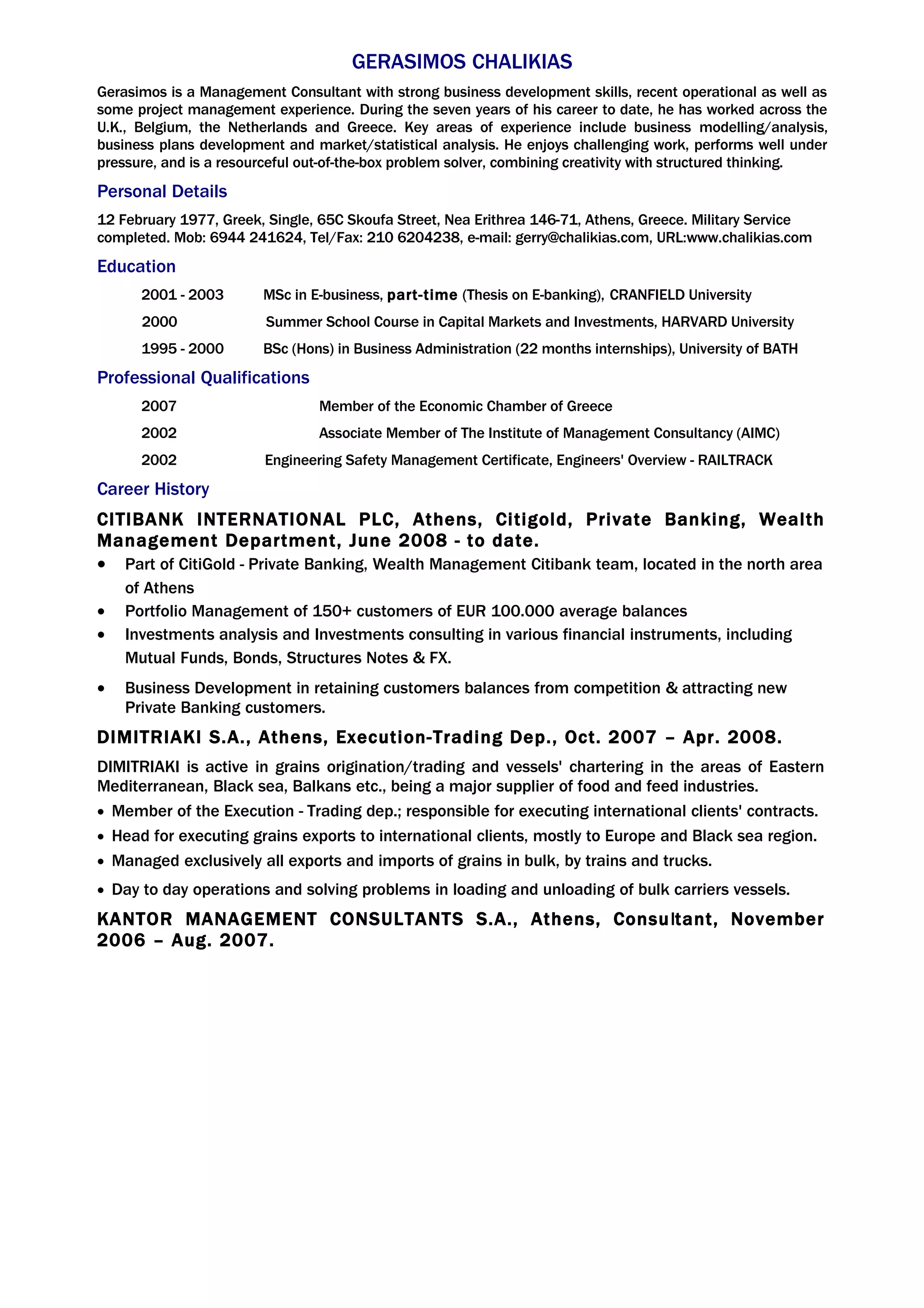 Gerasimos (Gerry) Chalikias Cv March2009 | DOC