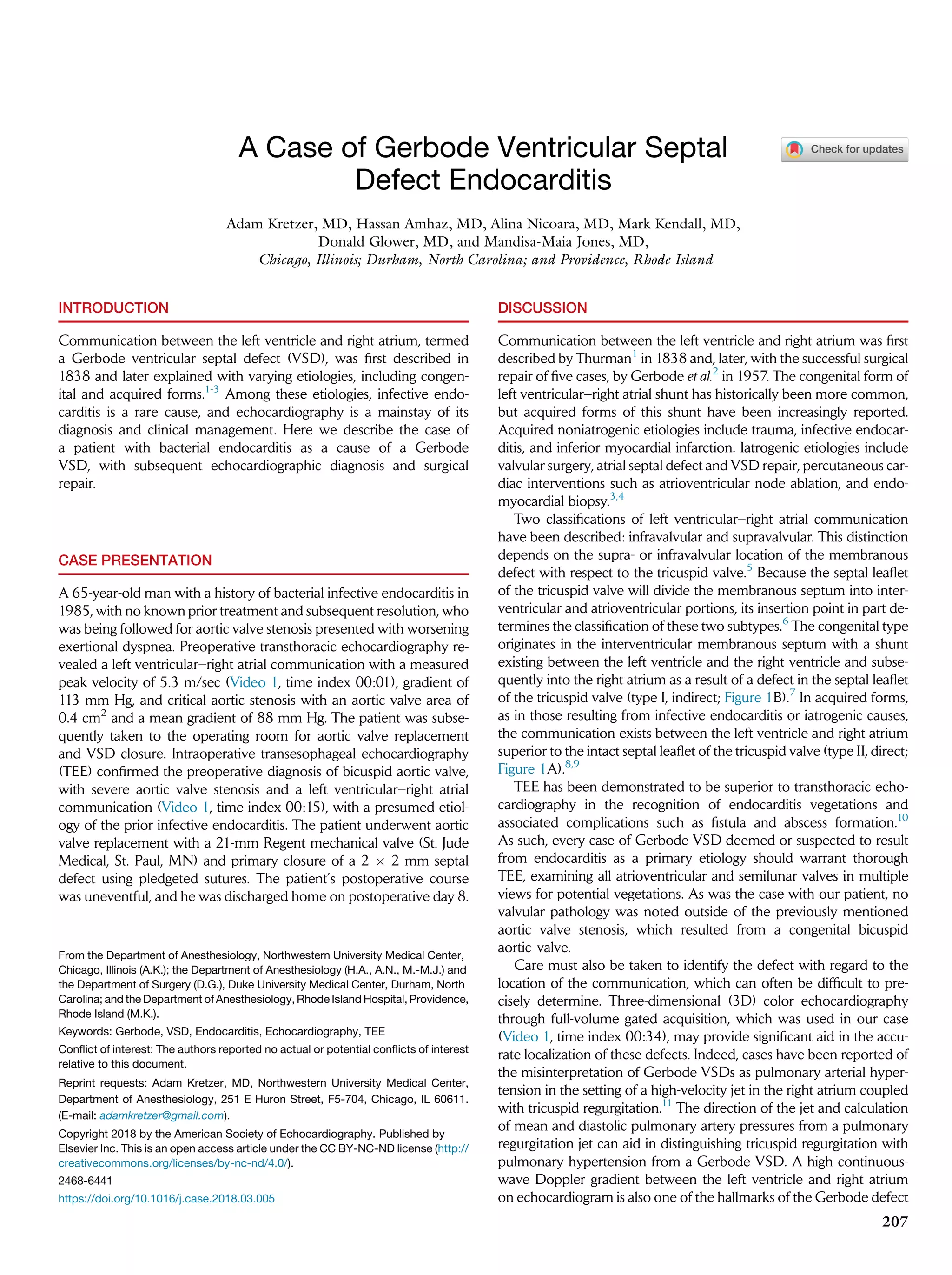 Gerbode ventricular septal defect | PDF