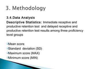 Receptive and Productive Vocabulary Teaching through Online with Different Levels and Conditions ...