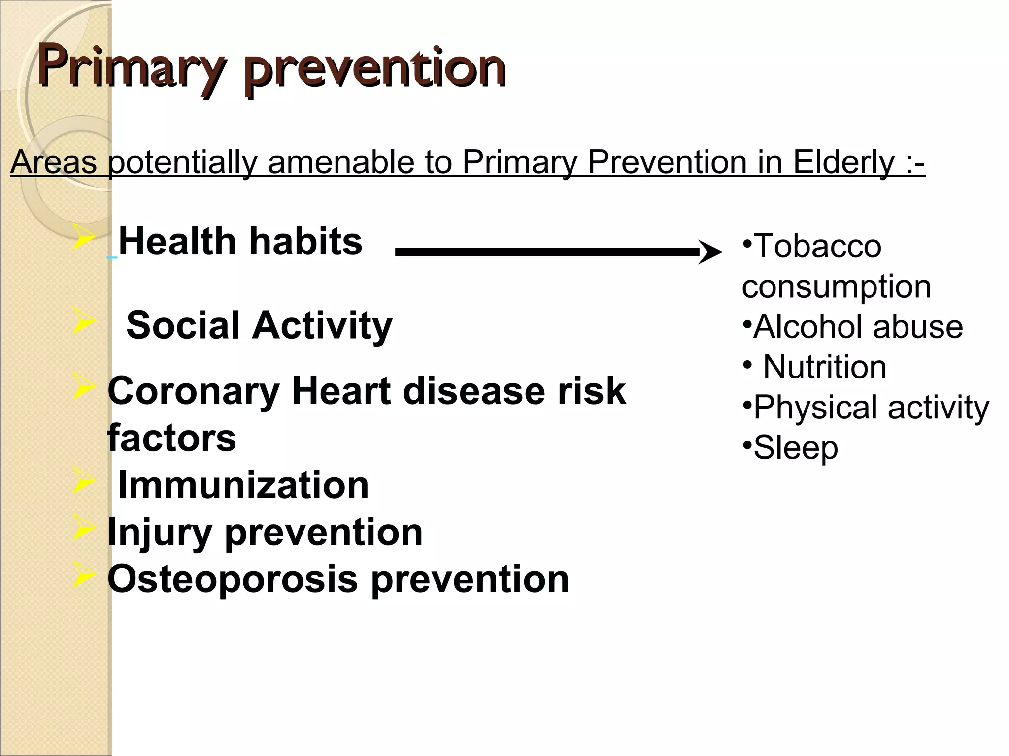 Geriatric health with their problem and control | PPT