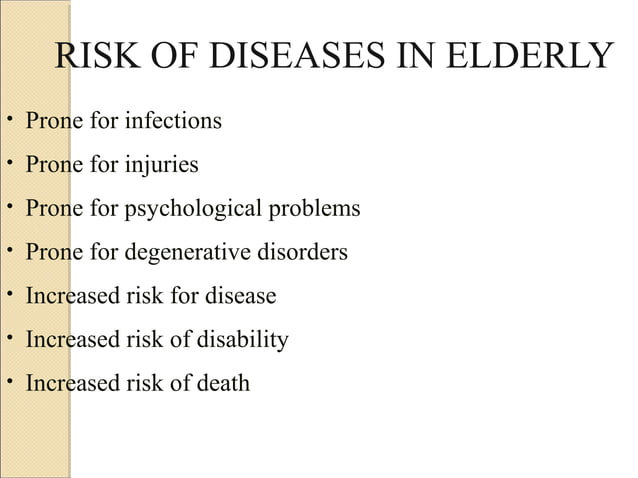 Geriatric health with their problem and control | PPT | Diseases and ...