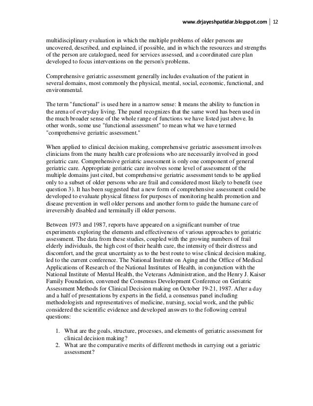 Geriatric assessment