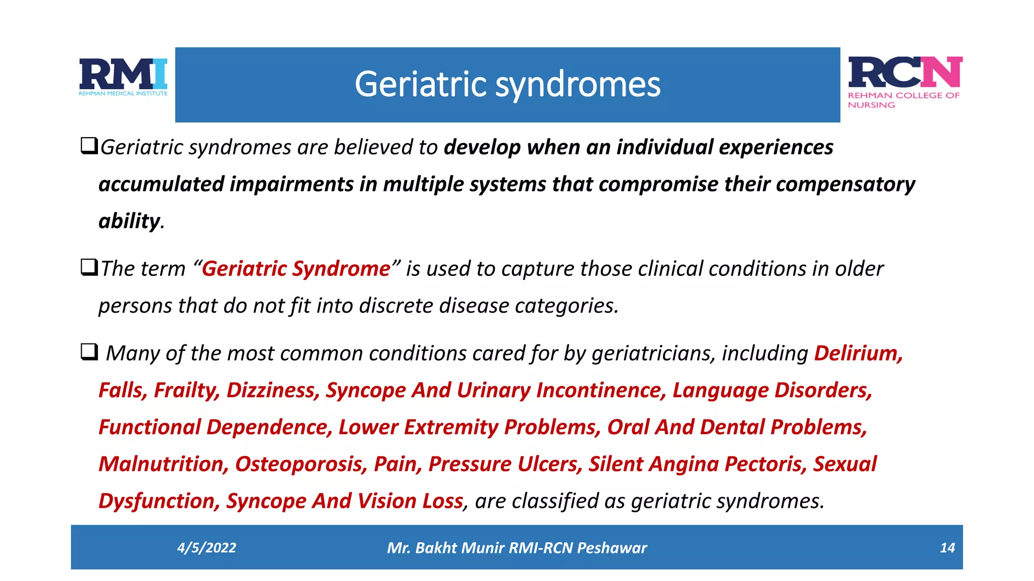 Geriatric assessment / assessment of Elderly Patients | PPTX