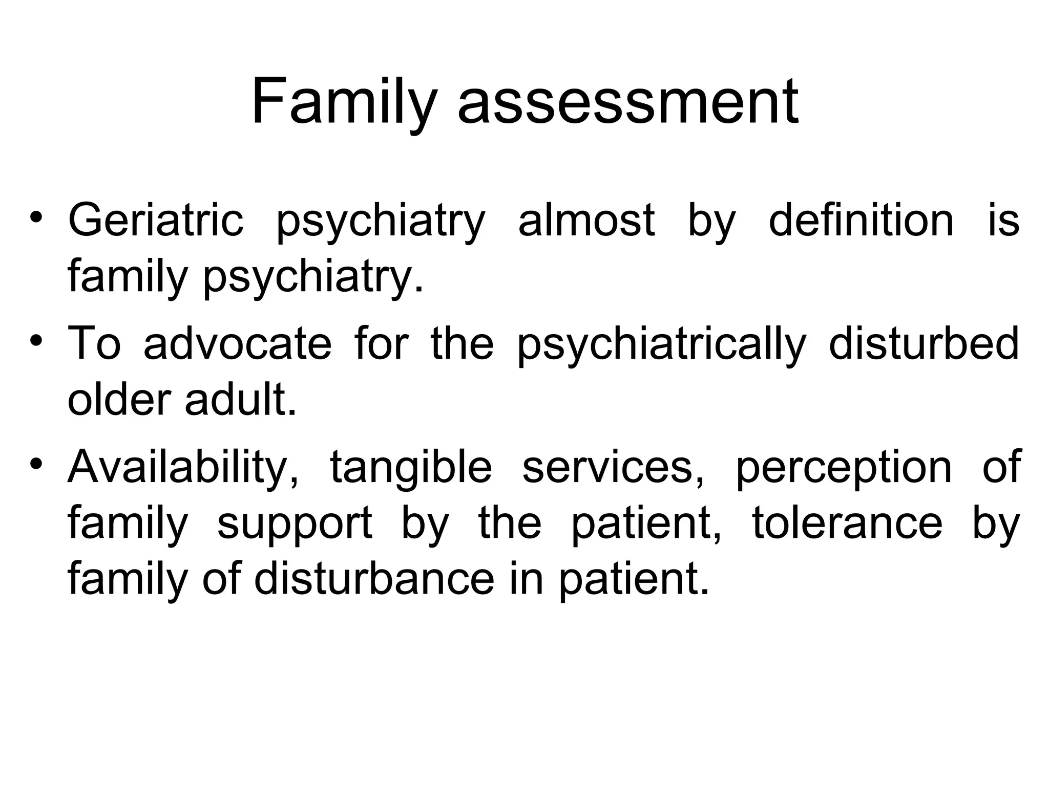 Geriatric assessment for mental illness | PPT