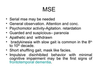 Geriatric assessment for mental illness | PPT