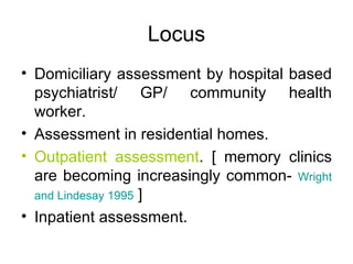 Geriatric assessment for mental illness | PPT