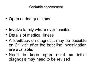 Geriatric assessment for mental illness | PPT