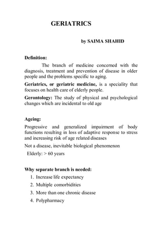 Geriatrics | DOCX | Pharmaceutical Drugs | Medical Health