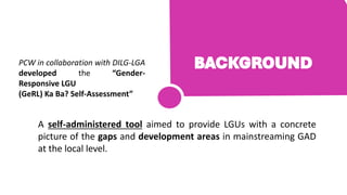 Gender-Responsive Assessment Responsive Local Government Unit Tool | PDF