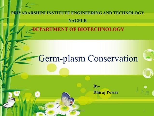 Germ plasm conservation | PPTX | Agriculture | Industries