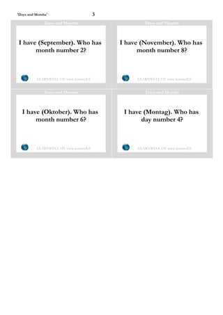 "Days and Months" German - English cards | PDF