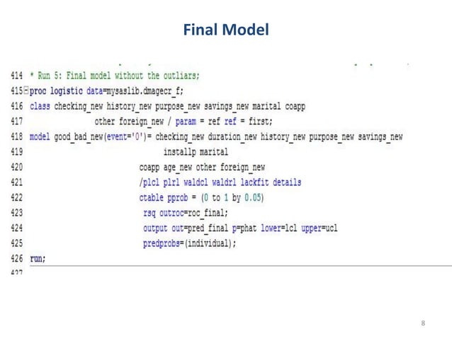Predictive Model for Loan Approval Process using SAS 9.3_M1 | PPT