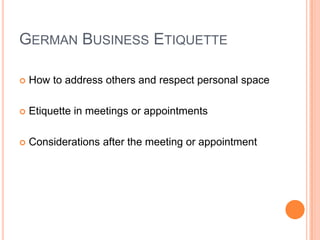 German business etiquette | PPTX
