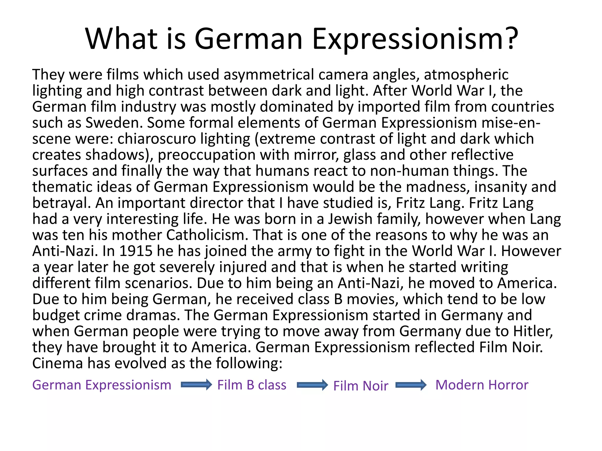 German expressionism and Film Noir Themes | PPTX