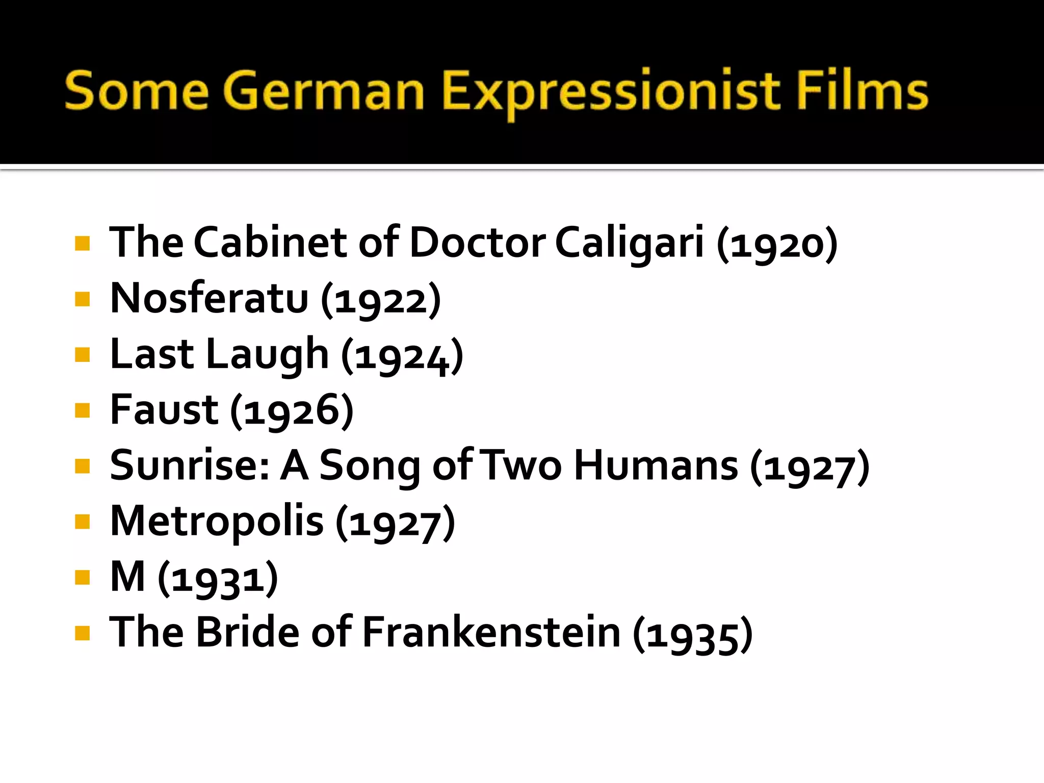 German expressionism, film noir & horror | PPT | Free Download