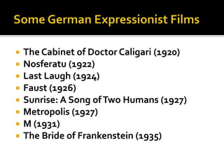 German expressionism, film noir & horror | PPT