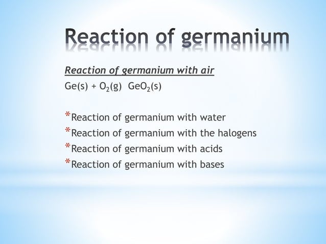 Germanium | PPTX | Chemistry | Science