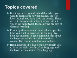 German language classes | PPTX | Education