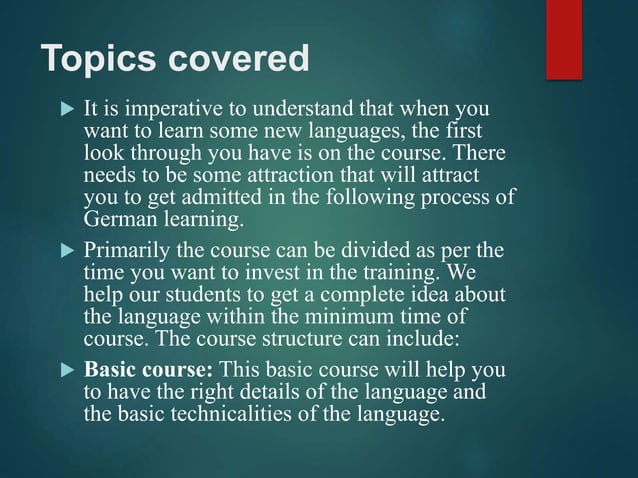 German language classes | PPTX | Education