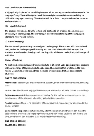 German Language Courses in chennai | PDF