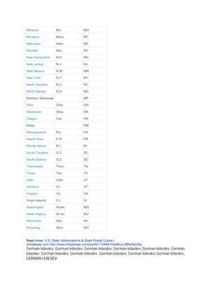 American postal code list.....German lebedev | PDF | North America ...