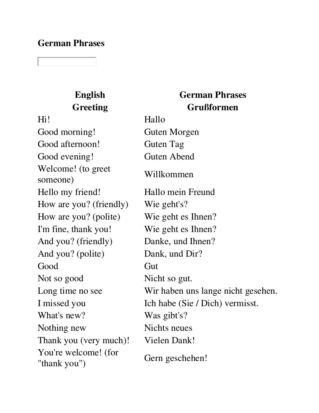 German Phrases German Phrases