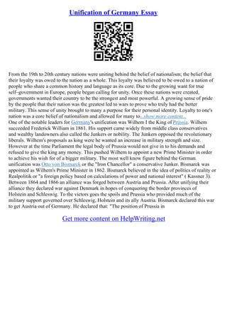 German Unification Essay | PDF