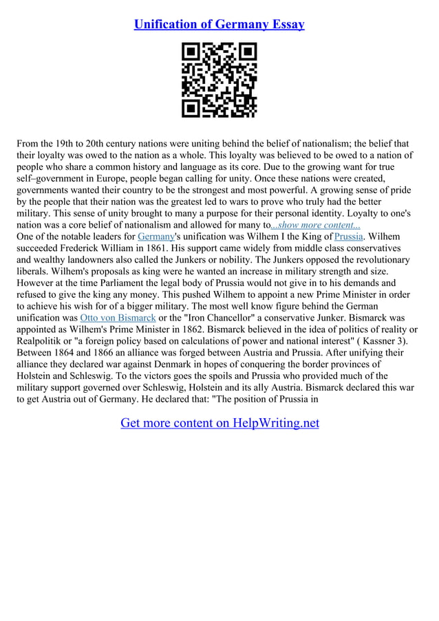 German Unification Essay | PDF