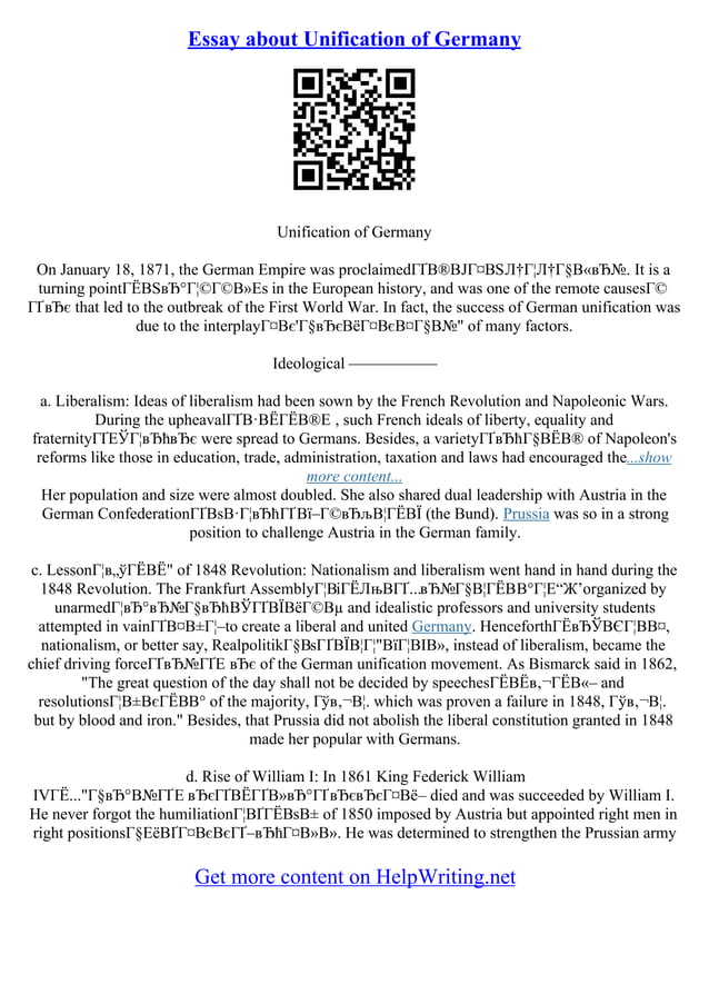 German Unification Essay | PDF