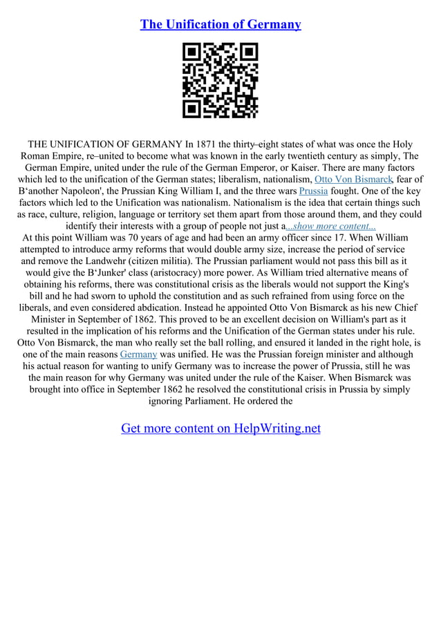 German Unification Essay | PDF