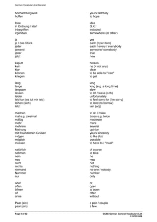 German vocabulary list | PDF