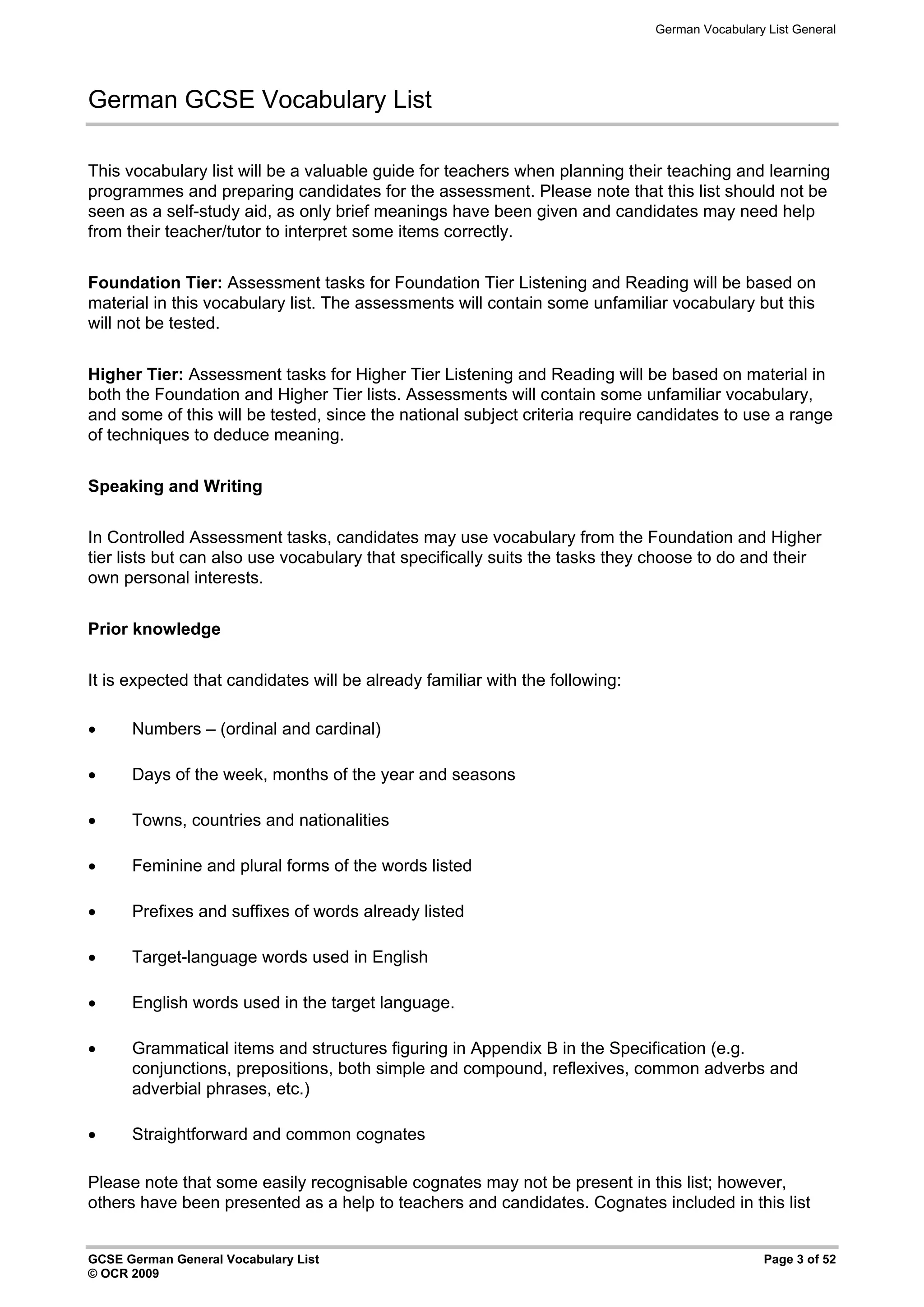 German vocabulary list | PDF