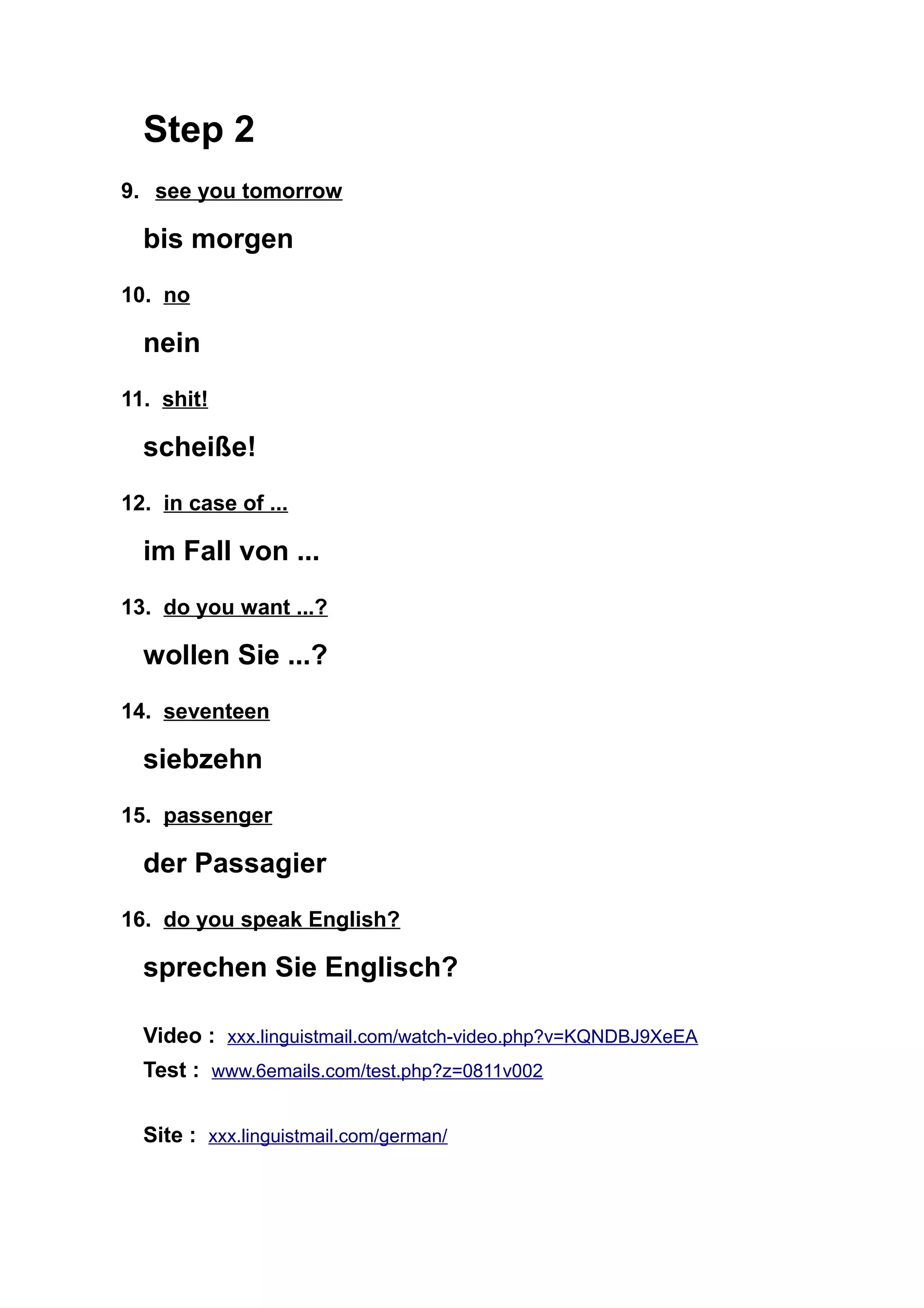 [vh01] German Vocabulary 80 Words, Expressions and Sentences | PDF