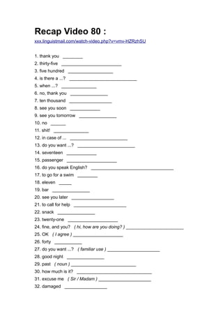 [vh01] German Vocabulary 80 Words, Expressions and Sentences | PDF
