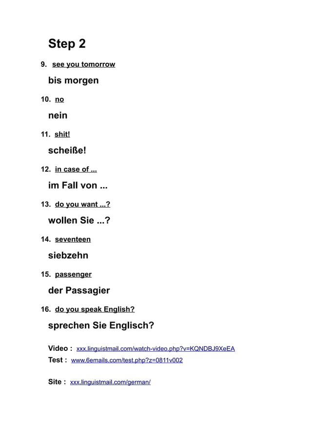 [vh01] German Vocabulary 80 Words, Expressions and Sentences | PDF
