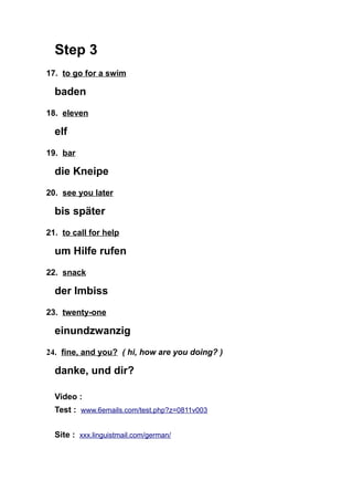 [vh01] German Vocabulary 80 Words, Expressions and Sentences | PDF