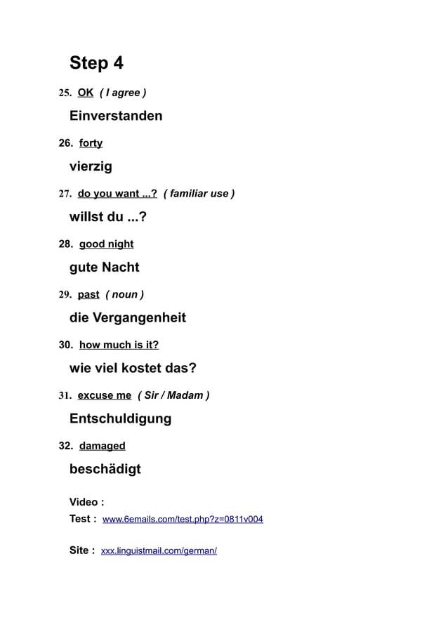 [vh01] German Vocabulary 80 Words, Expressions and Sentences | PDF