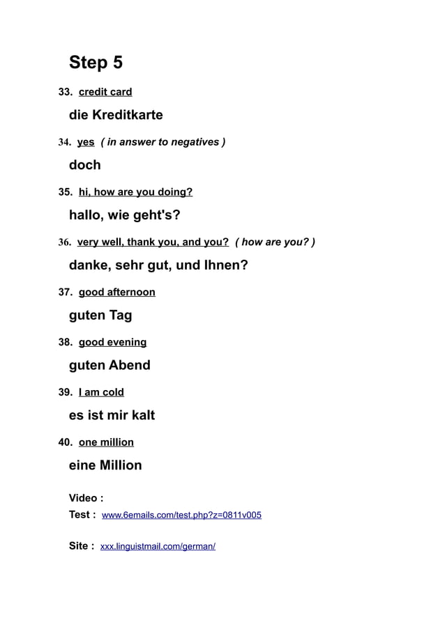 [vh01] German Vocabulary 80 Words, Expressions and Sentences | PDF