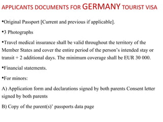 Germany Tourist Visa Documents Required and Application Form | PPSX