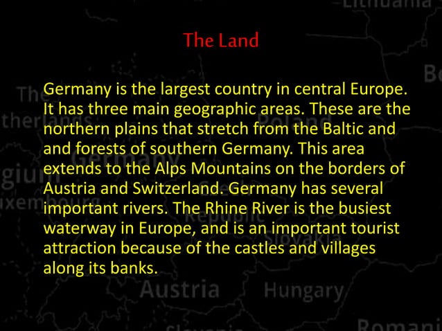 short presentation about Germany | PPTX | Europe Travel | Travel Locations