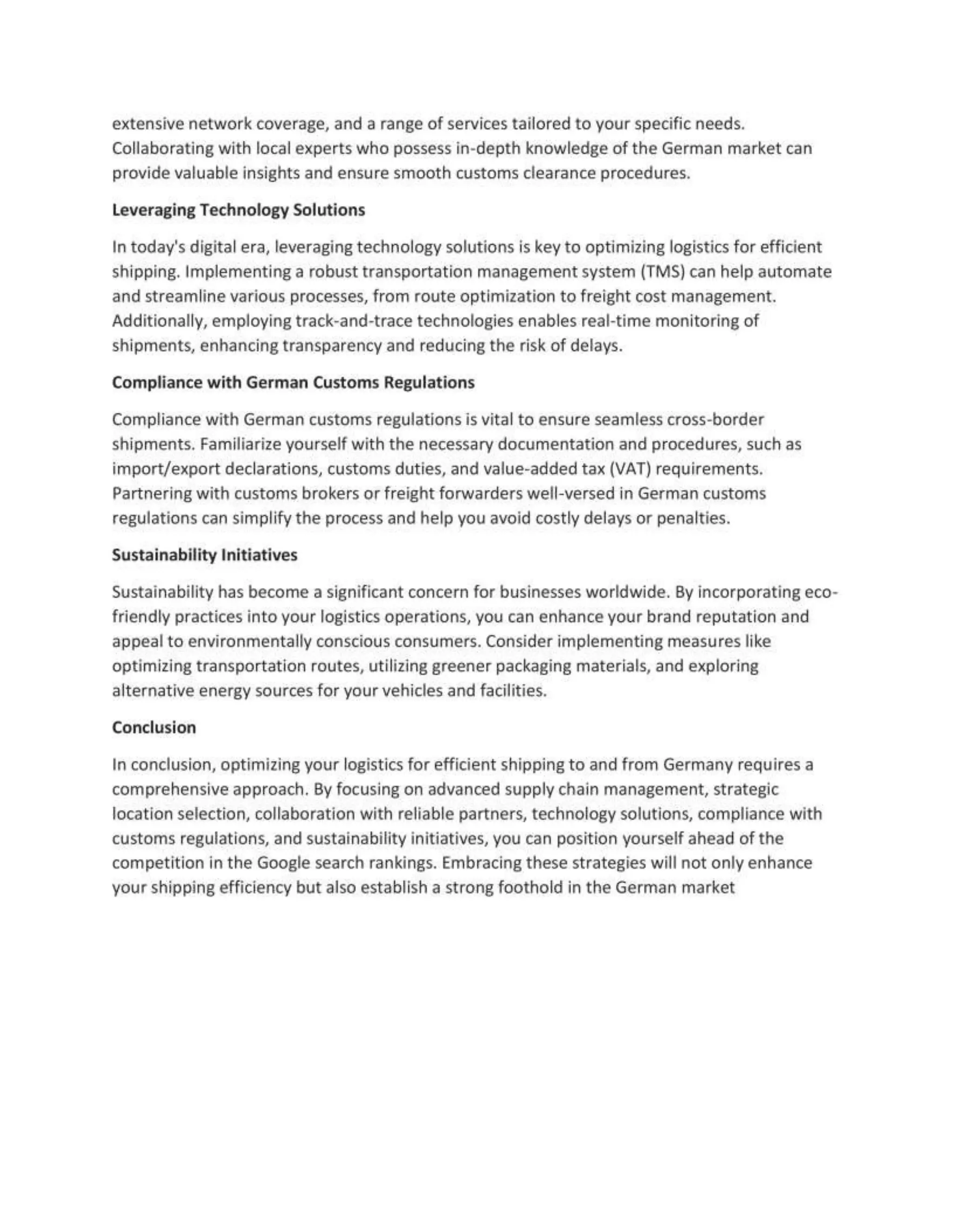 Logistics solutions to and from Germany | PPT