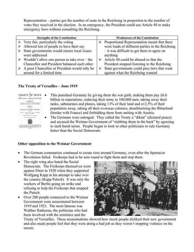 Germany 1919 1945 revision facts book | DOC | Civic affairs | Politics