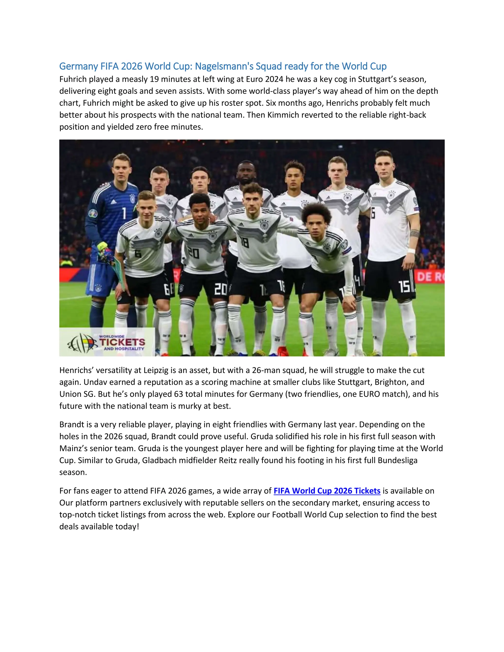 Germany FIFA World Cup Player-by-player breakdown of Germany’s 2026 ...