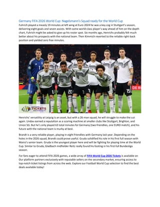 Germany FIFA World Cup Player-by-player breakdown of Germany’s 2026 ...