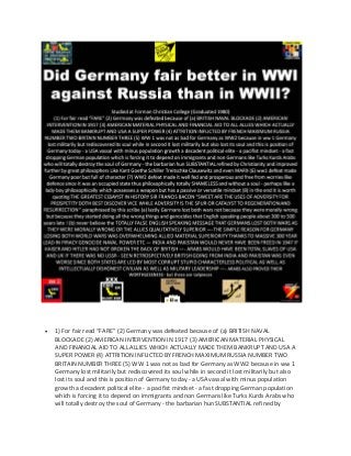 Germany in First World War and Second World War | PDF